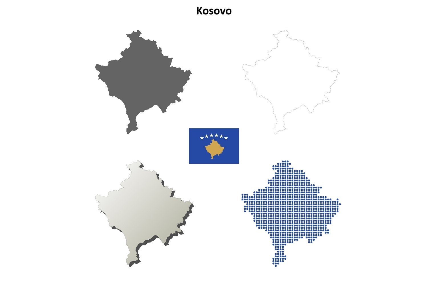 Kosovo outline map set (319976) | Illustrations | Design Bundles
