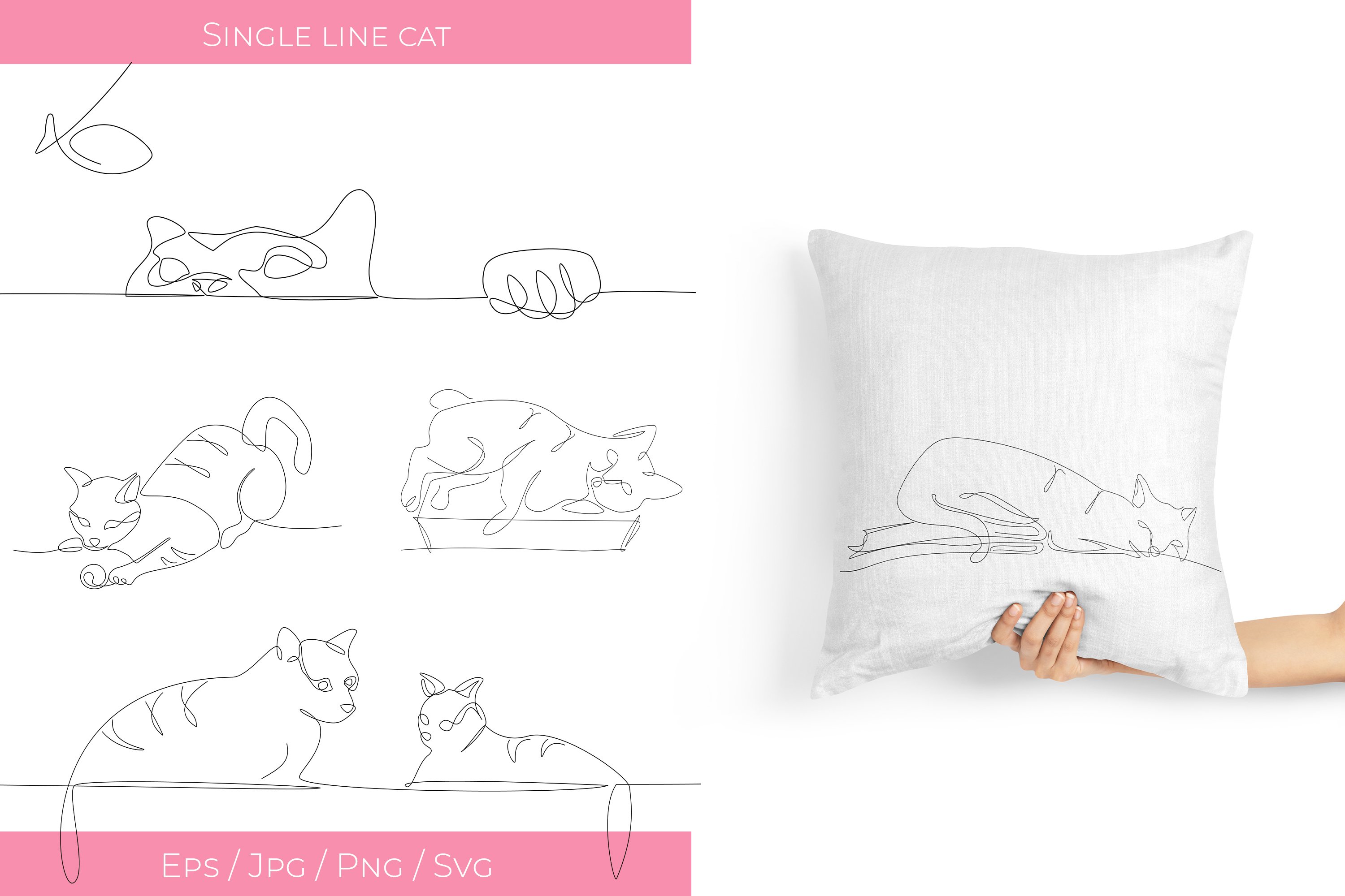 Single line hand-drawn cat svg (953370) | Single Line Designs | Design ...
