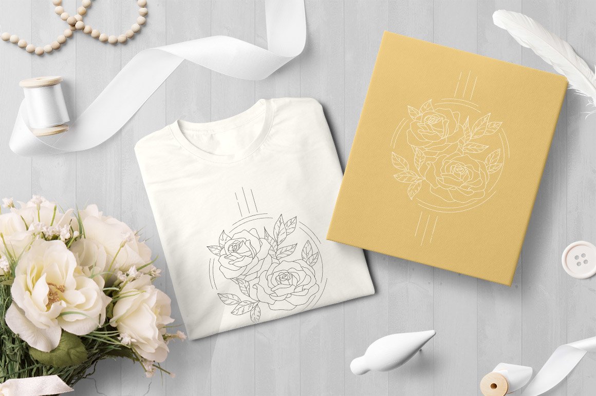 Roses illustration | Flowers Line art | esoteric symbol