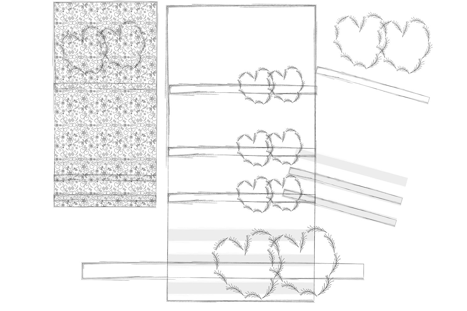 Hearts and seamless pattern from simple elements (1182273) | Patterns ...