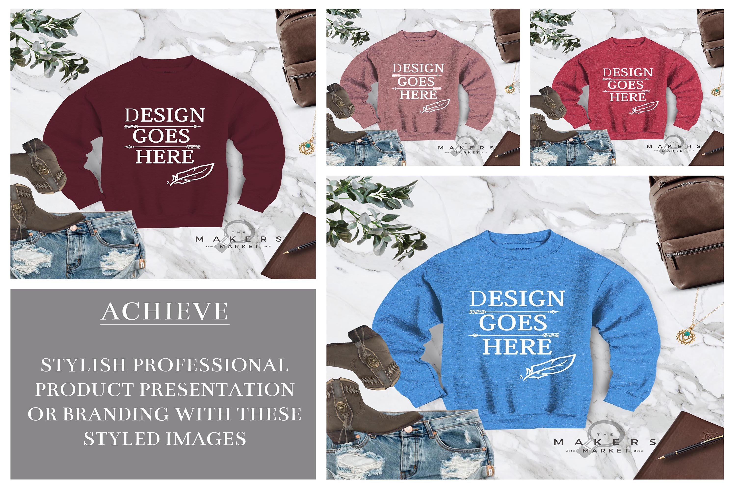 Crew Neck Mock-up/Sweatshirt Download/ Gildan 18000 (359518) | Clothing ...