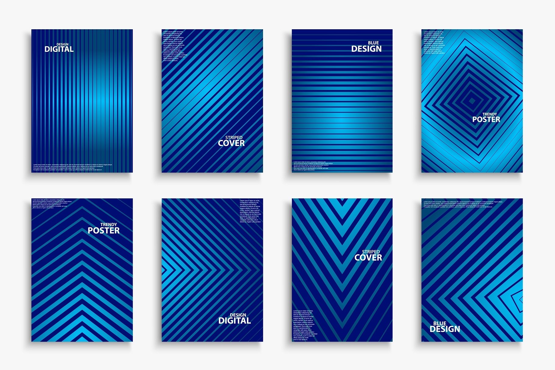 Blue striped digital covers (564781) | Brochures | Design Bundles