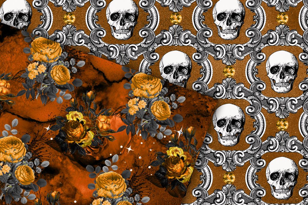 Seamless Orange Gothic Digital Paper (111294) | Textures | Design Bundles
