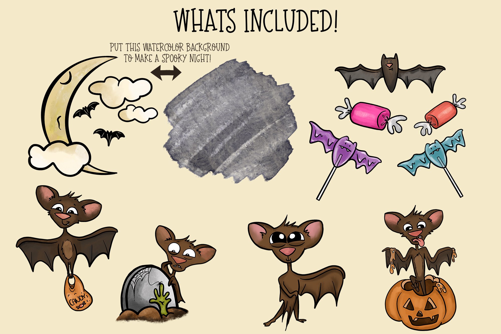 Bat Clipart| Bat Illustration Pack| Halloween Graphic