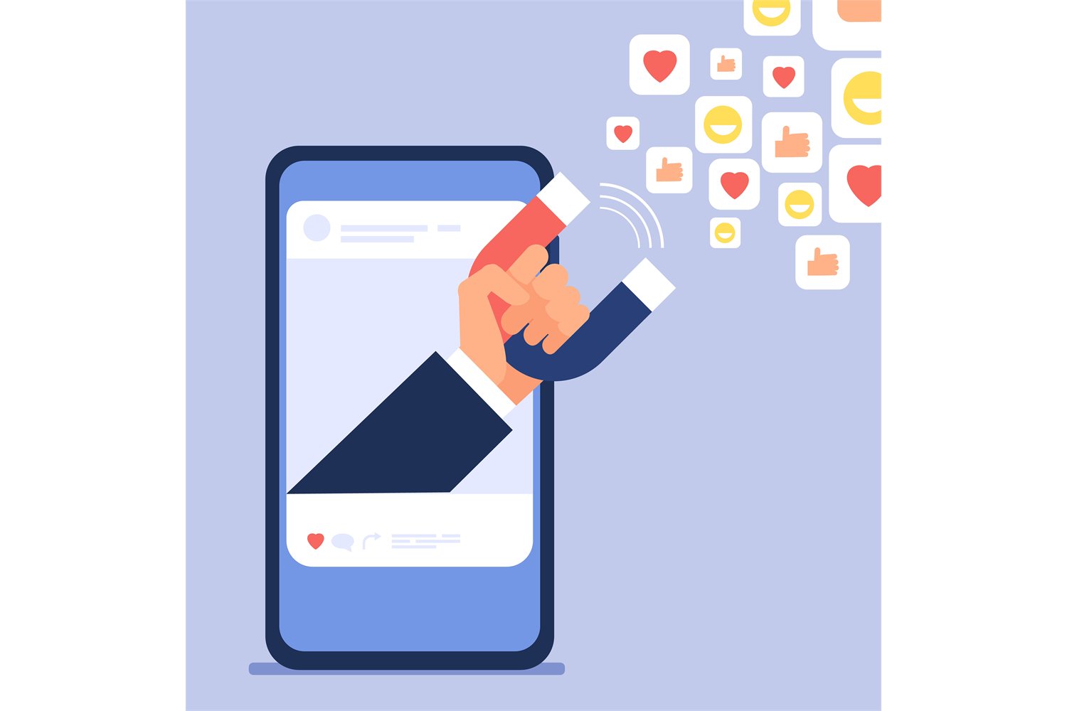 Social influencer marketing. Bloggers hand holding magnet dr (912969 ...