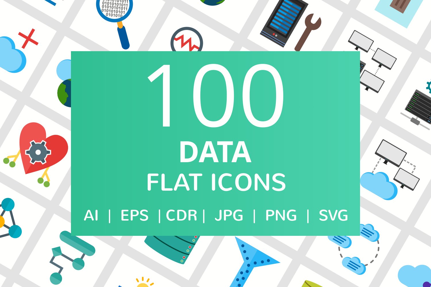 100 Data Flat Icons (61737) | Icons | Design Bundles
