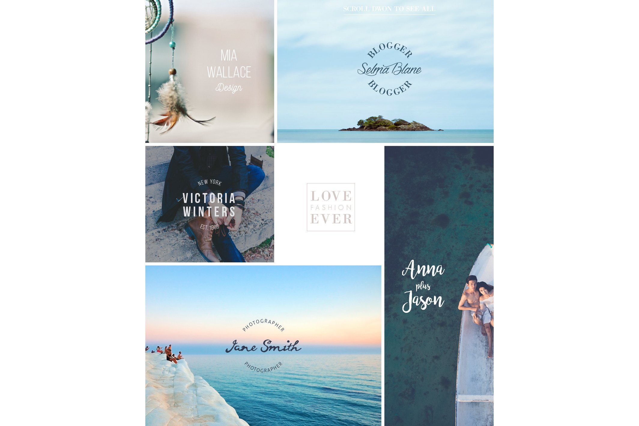 100 Typo Logos + 100 Logo Frames (16333) | Logos | Design Bundles