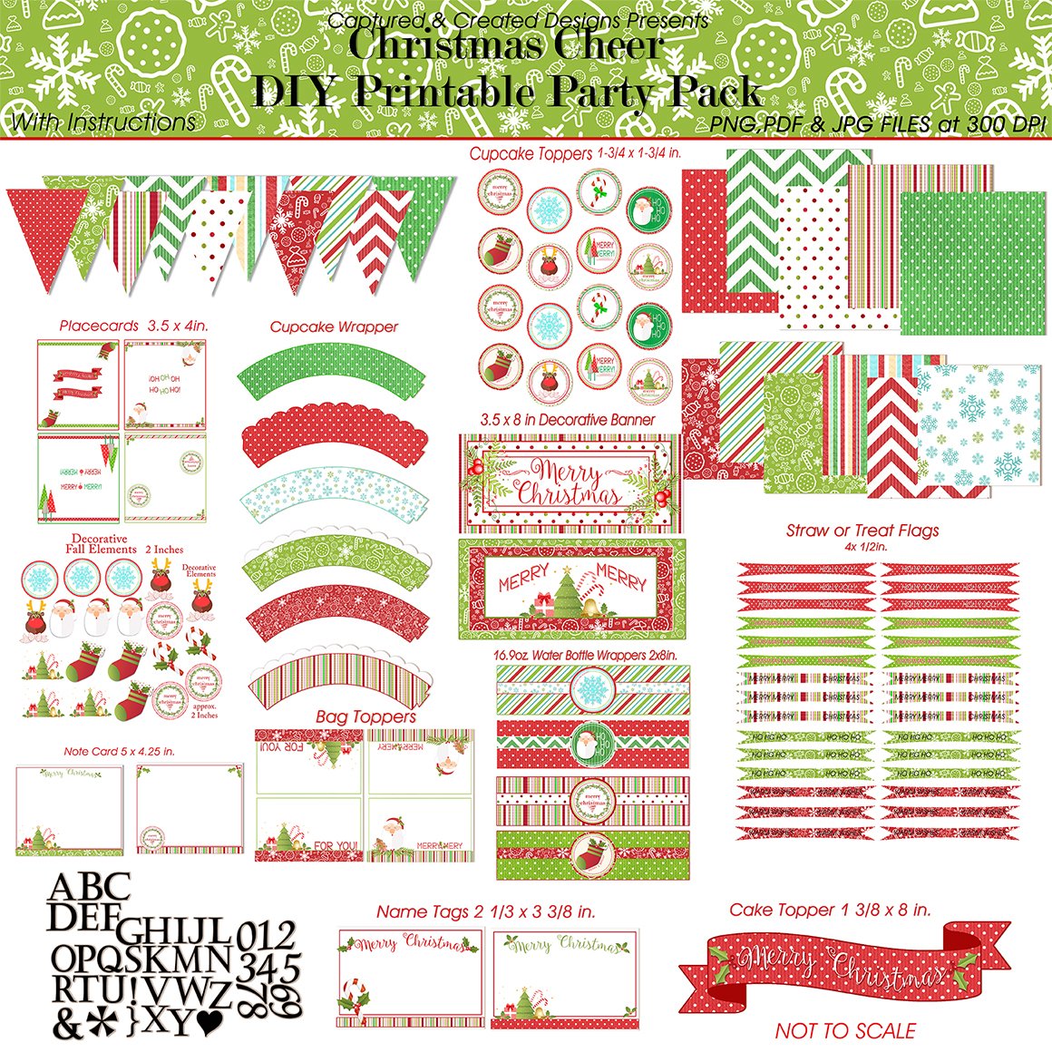 Christmas Cheer Decorations DIY Printable Party Pack (103316 ...