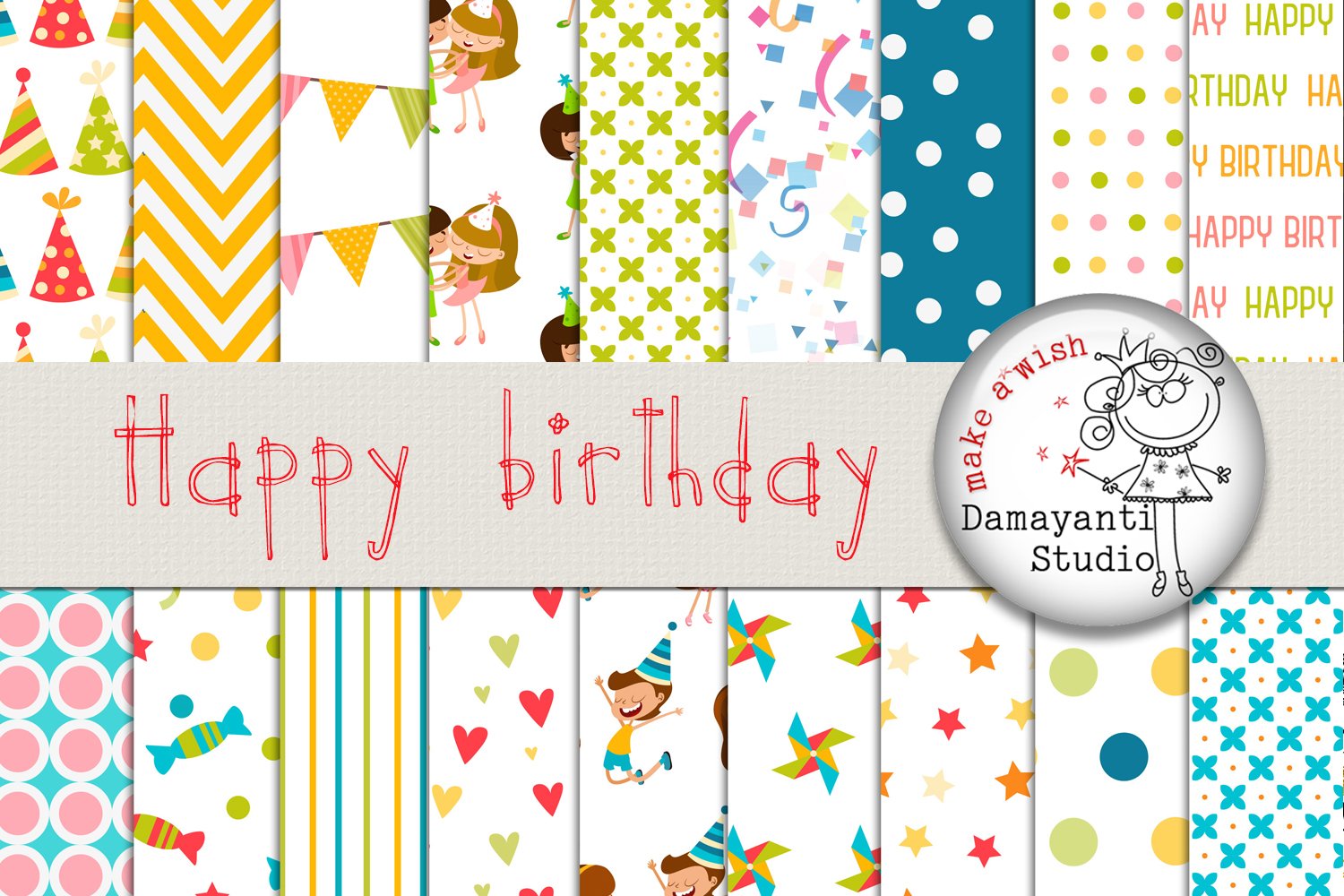 Happy Birthday paper, Gifts digital paper (660468) | Patterns | Design ...