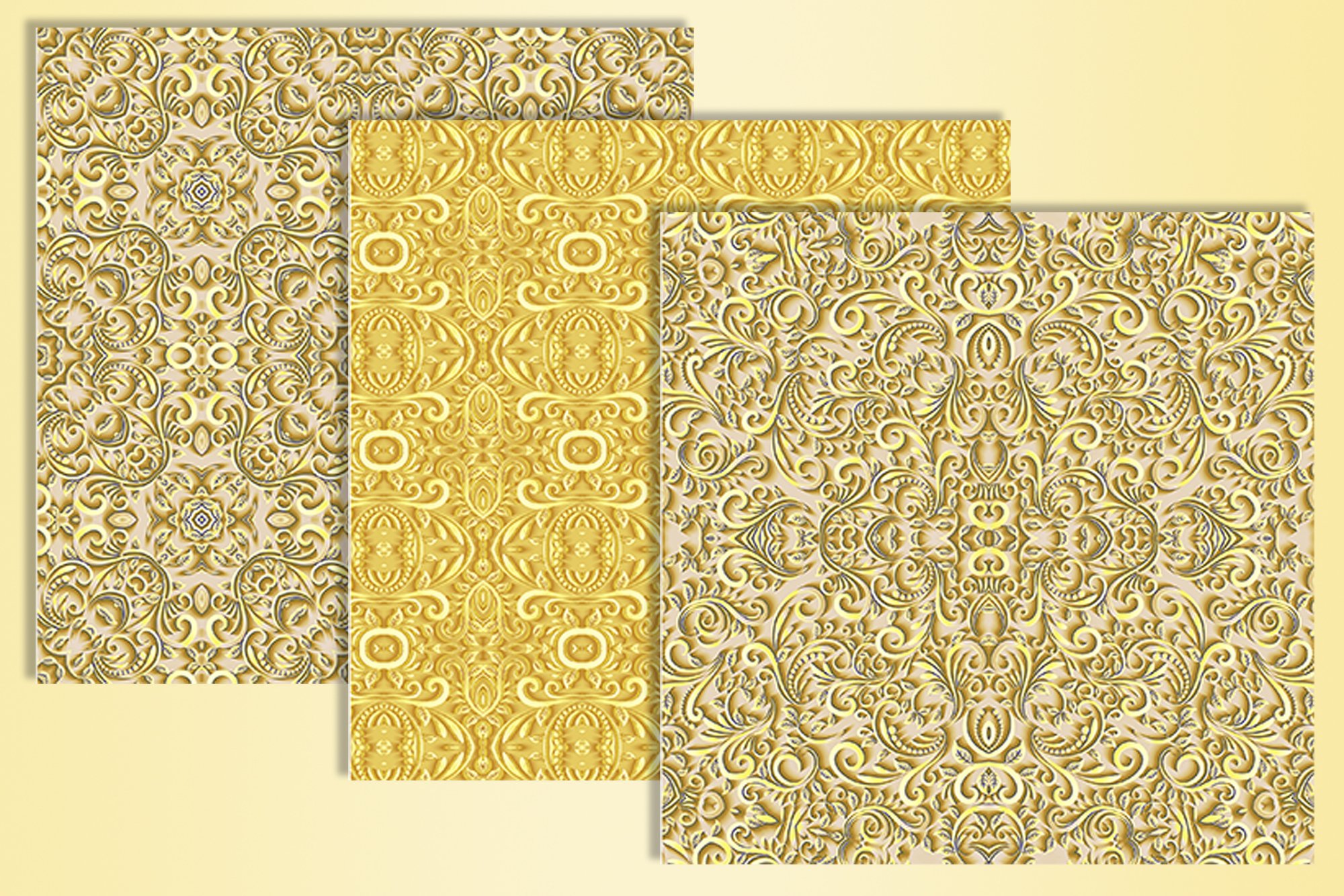 12 White and yellow gold lace Wedding lace Digital paper (273104 ...