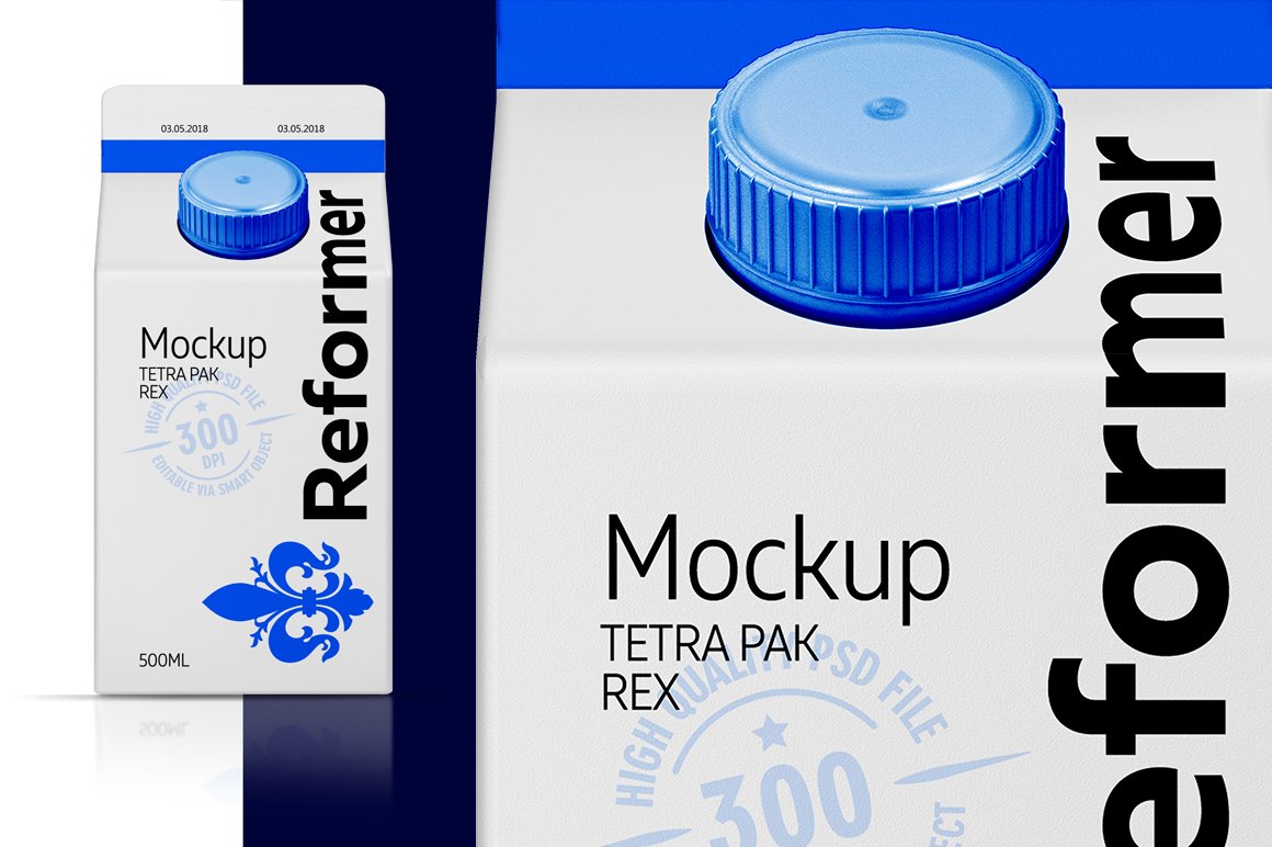 Mockup TETRA PAK REX 500ML (46443) | Mock Ups | Design Bundles