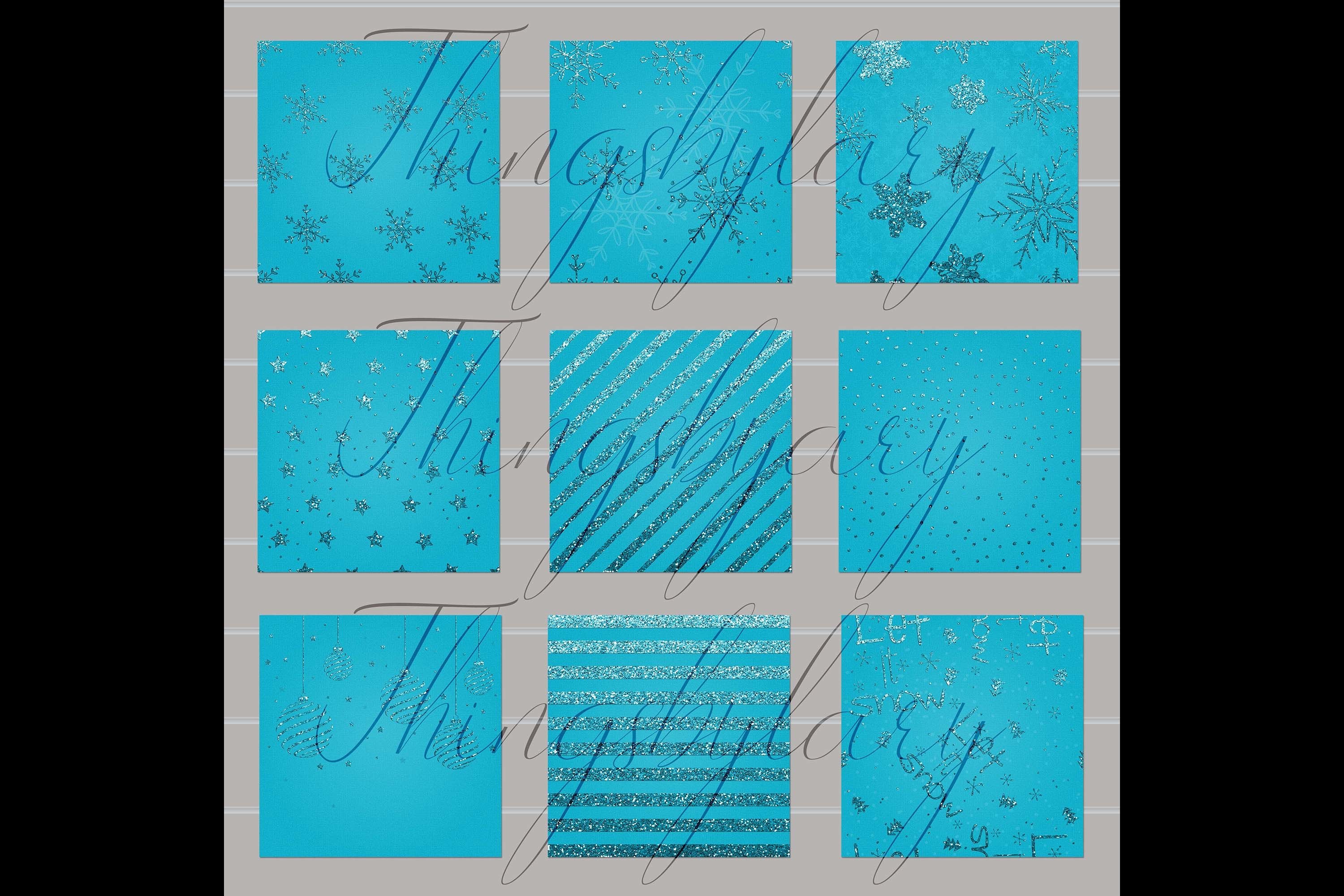 16 Blue Glitter Christmas Printable Digital Papers 12 inch (153040 ...
