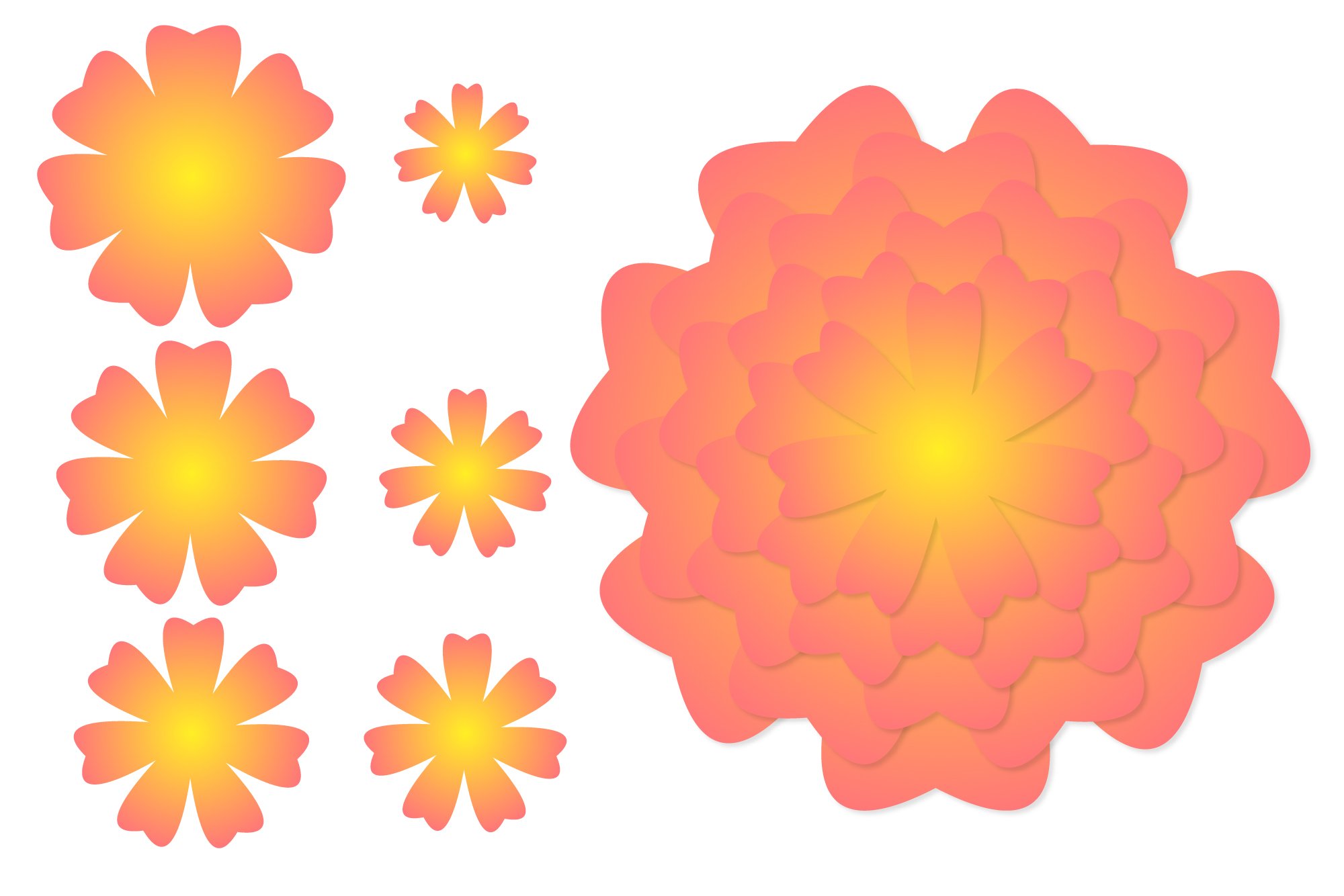 Paper Cut 3D Flowers Template Bundle. Paper Flower Set