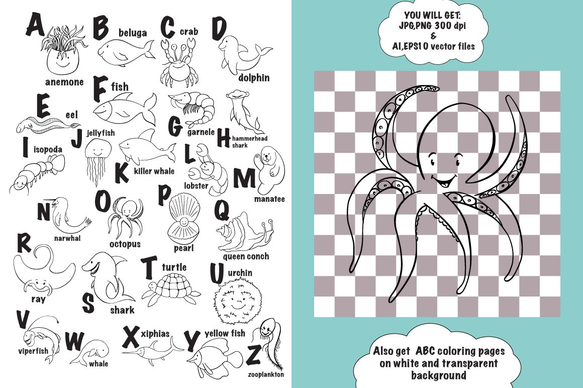 Coloring Pages Sea Alphabet