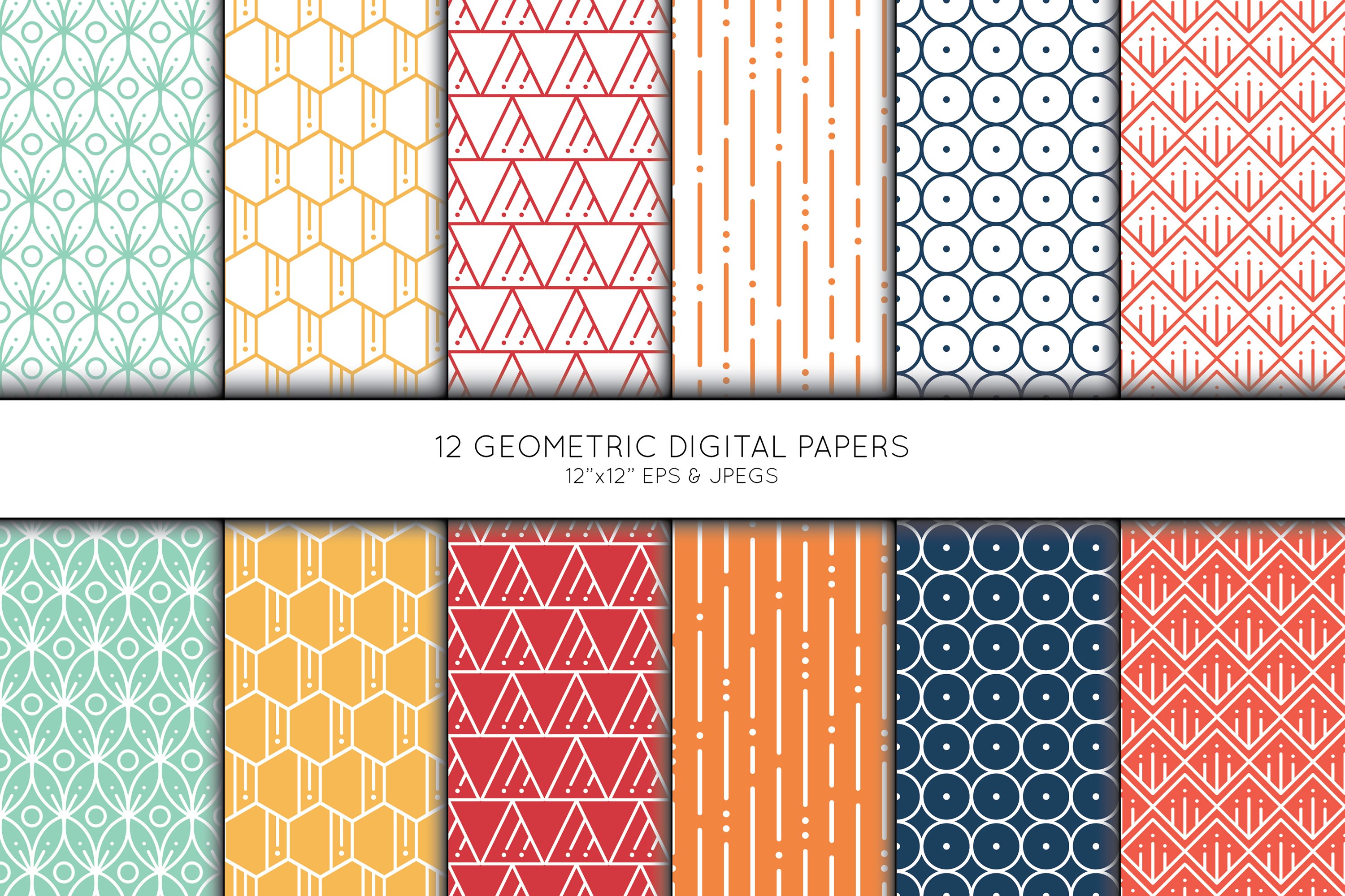 Geometric Digital Paper, Seamless pattern, Scrapbook paper (103280 ...