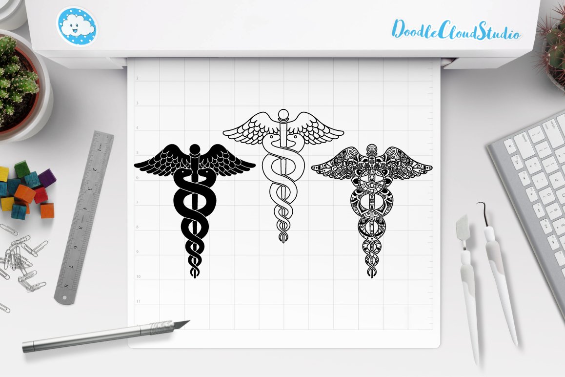 Caduceus SVG, Caduceus Mandala SVG, Medical Symbol. (533285) | Cut ...