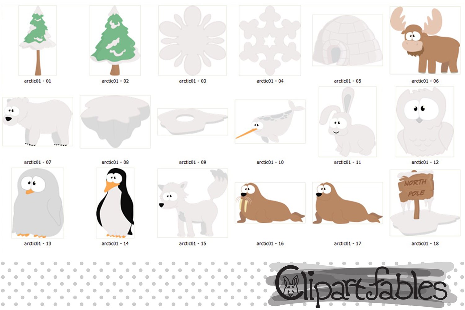 Cute ARCTIC ANIMALS clipart, North pole, Sea animals design (158807 ...