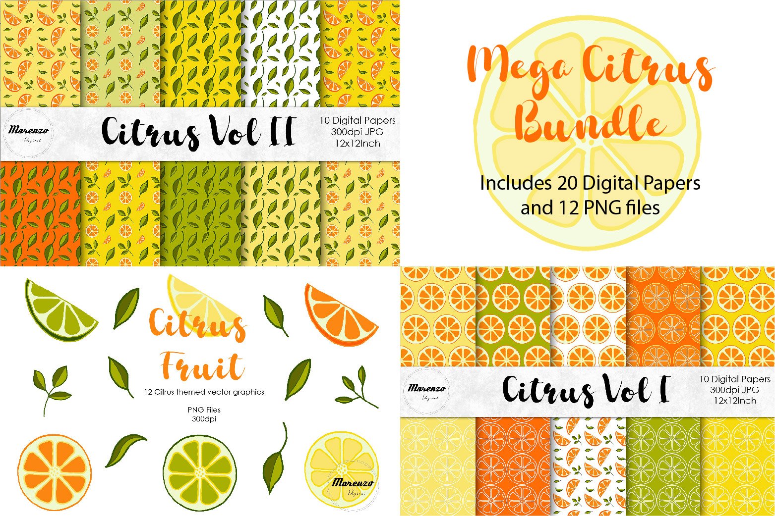 Mega Citrus Bundle! (1282492) | Papers | Design Bundles