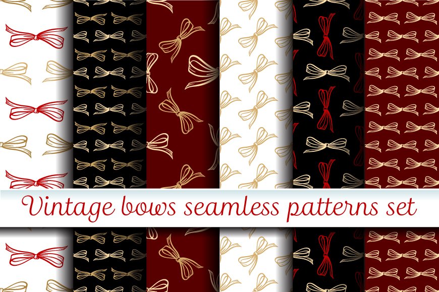 Vector bows seamless patterns set (18759) | Patterns | Design Bundles