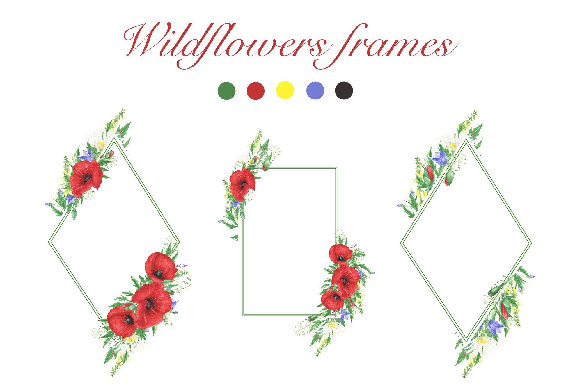 Watercolor Wildflowers frames (658405) | Illustrations | Design Bundles