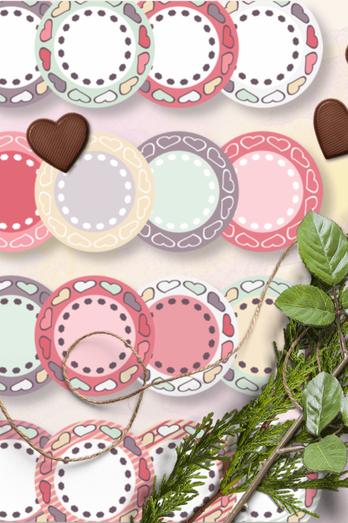 Valentine Circle Frames Clipart Set of 24 PNG files