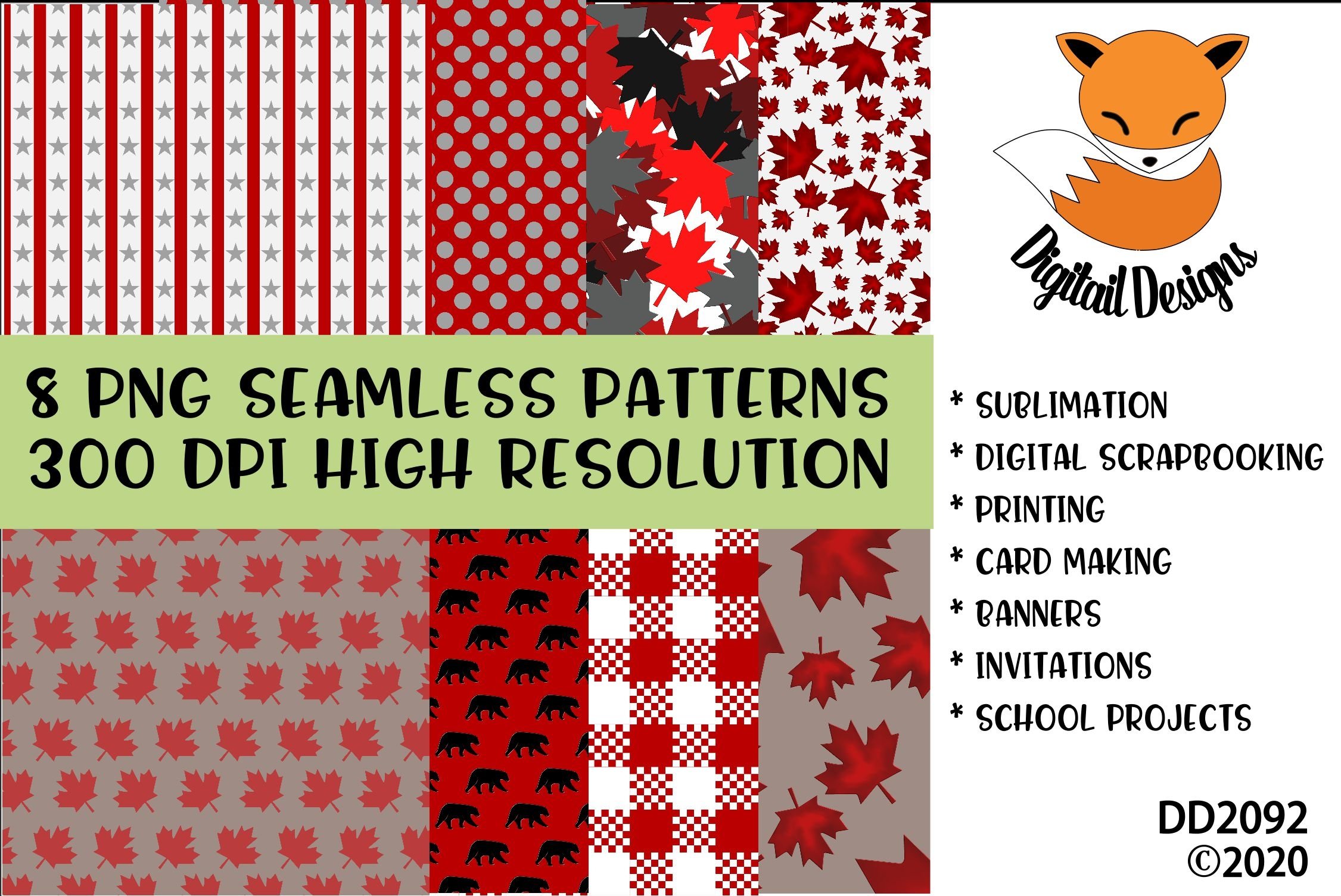 Canadian Theme Seamless Patterns Digital Paper Pack (531550) | Papers ...