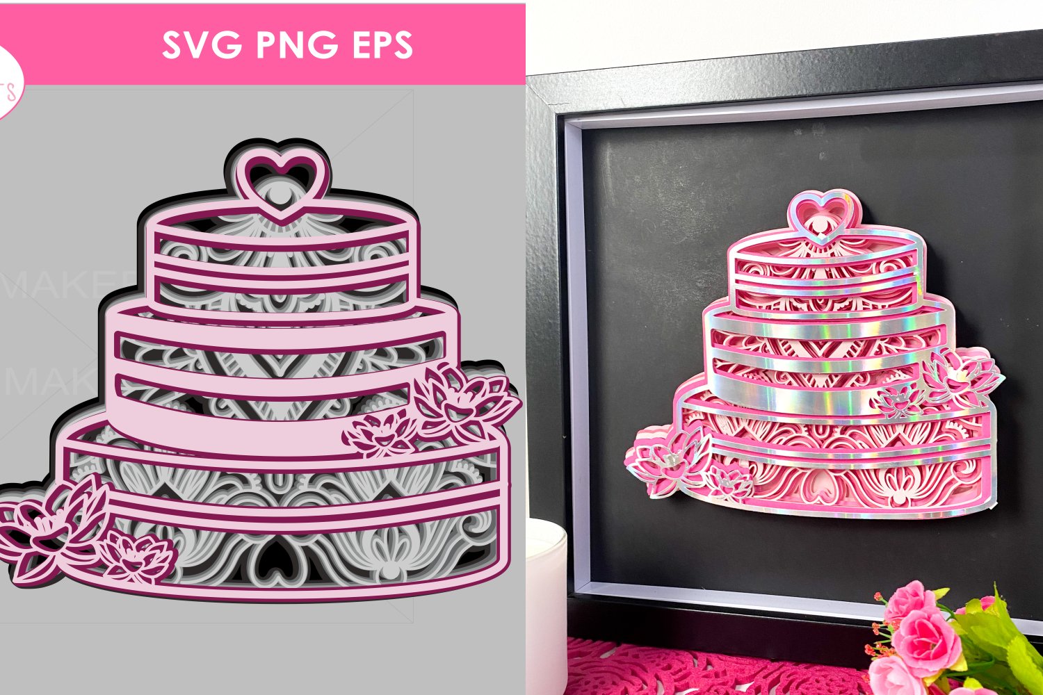 Digital Drawing & Illustration Cake DXF Cake 3D Layer SVG/ Cake 3D ...