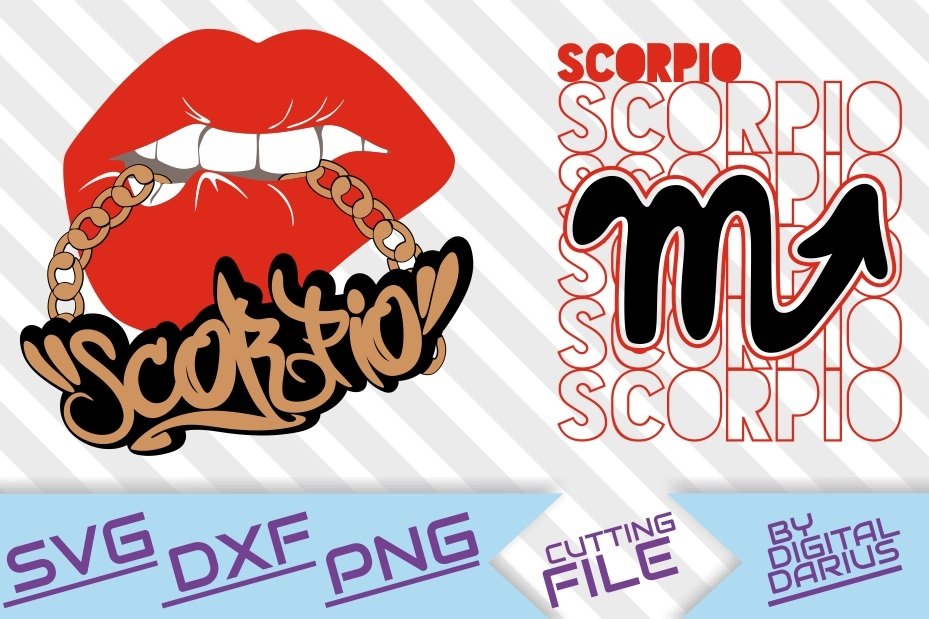 2x Scorpio svg, Zodiac sign svg, Gold chain svg, biting lips (298933 ...