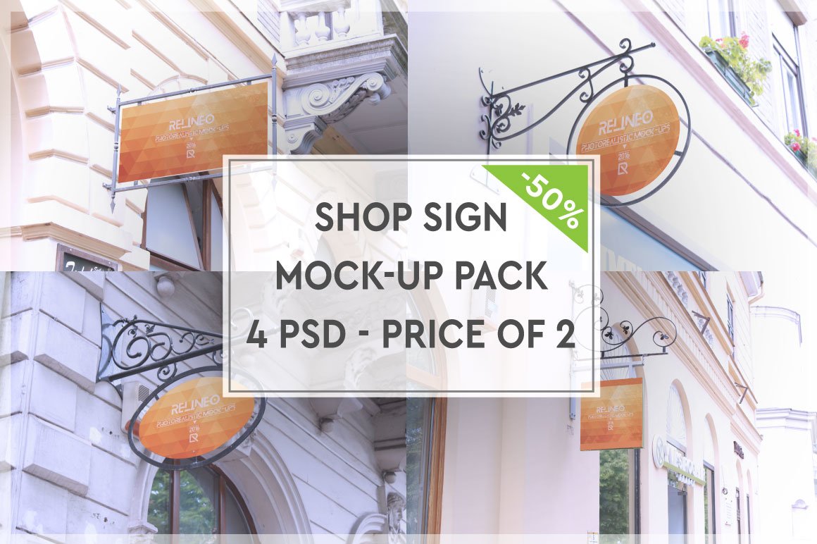 Shop Sign Mock-up Pack #2 (55532) | Mockups | Design Bundles