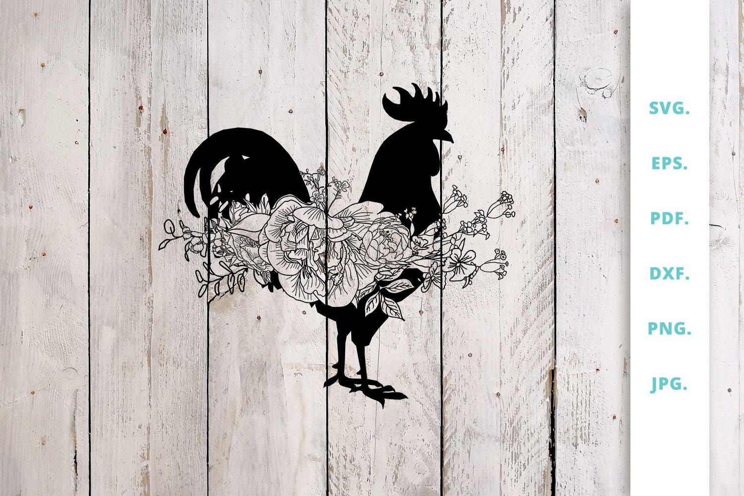 Floral Rooster svg, Animal Farm cut file (534756) | Cut Files | Design ...