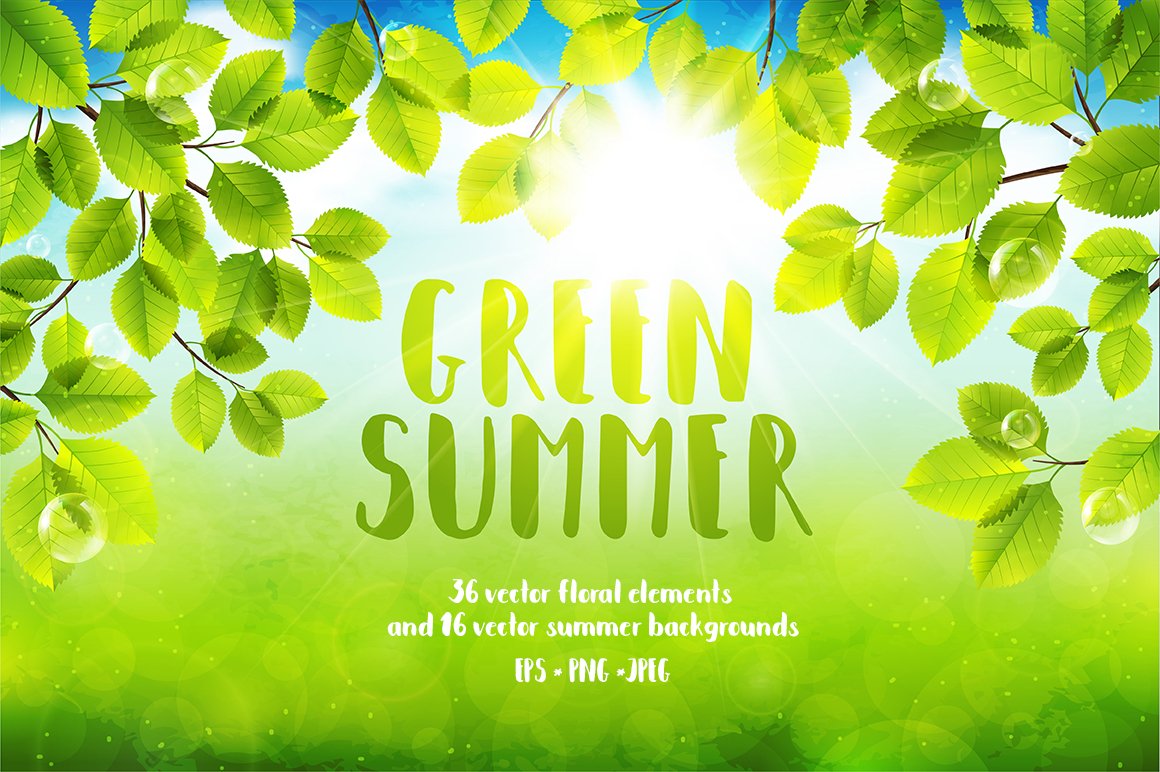 Green Summer Vector Collection (515529) | Illustrations | Design Bundles