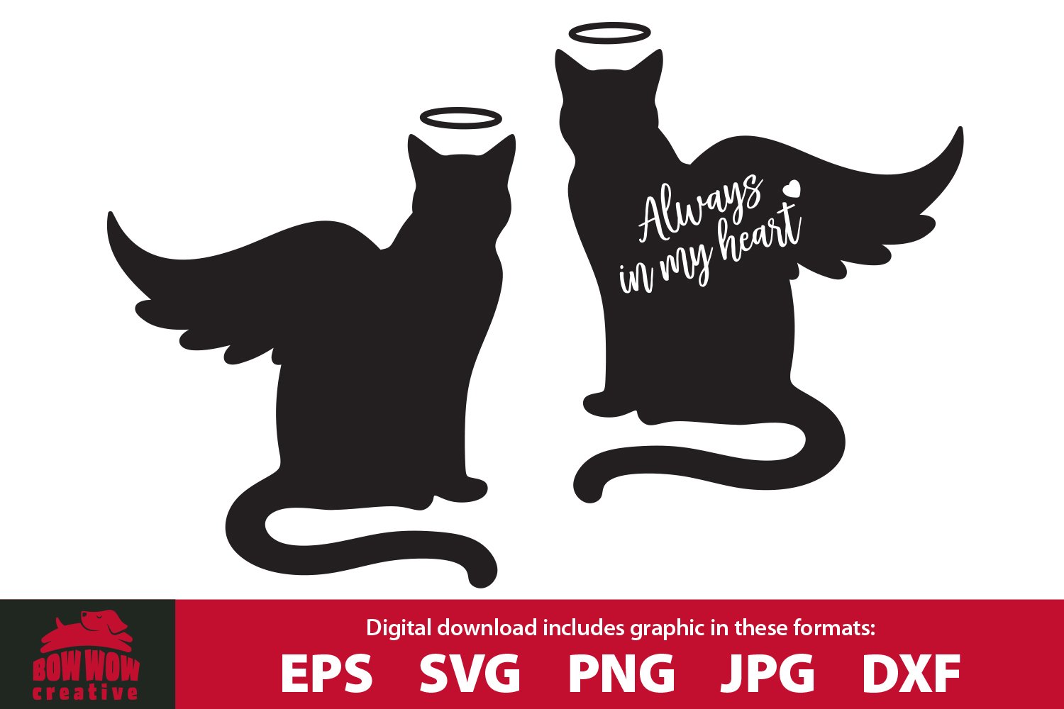 Cat with Angel Wings and Halo Pet Memorial Cut File (644291) | Cut ...
