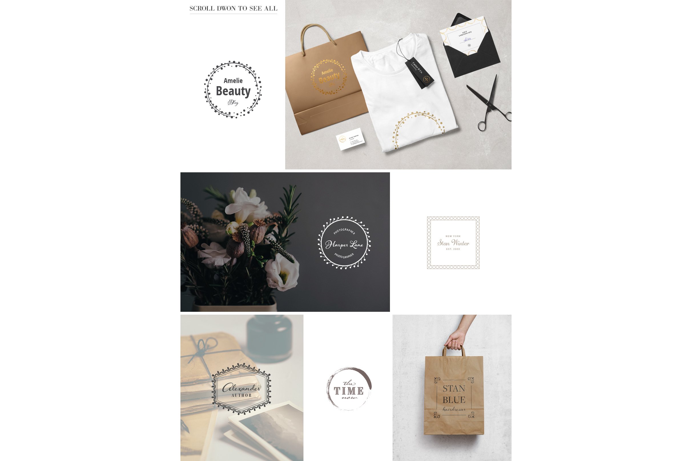 100 Typo Logos + 100 Logo Frames (16333) | Logos | Design Bundles