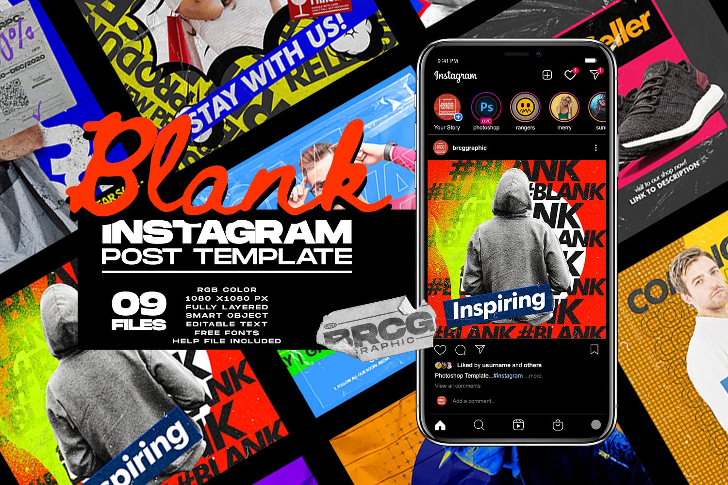 Blank Instagram Template (1114187) | Instagram | Design Bundles