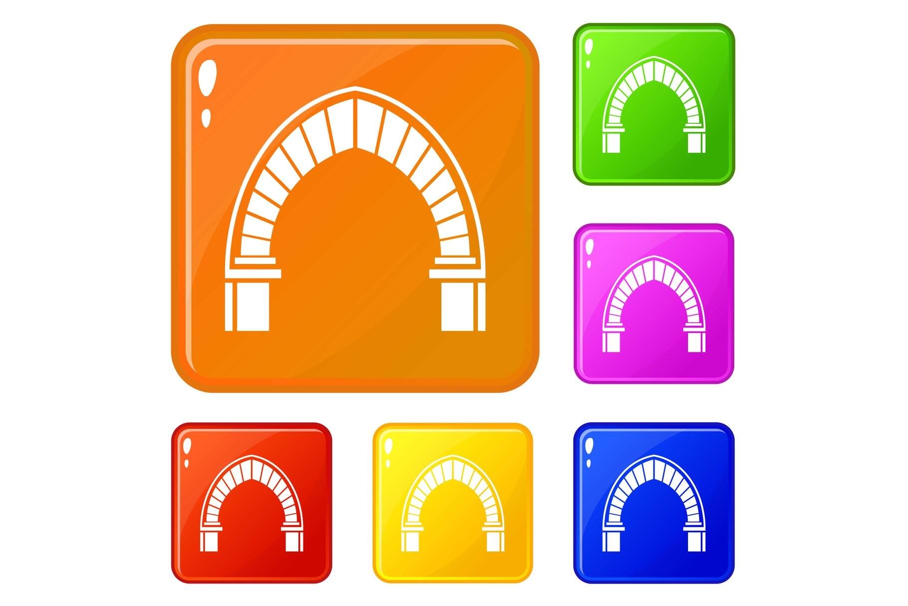 Stone arch icons set vector color (510711) | Icons | Design Bundles