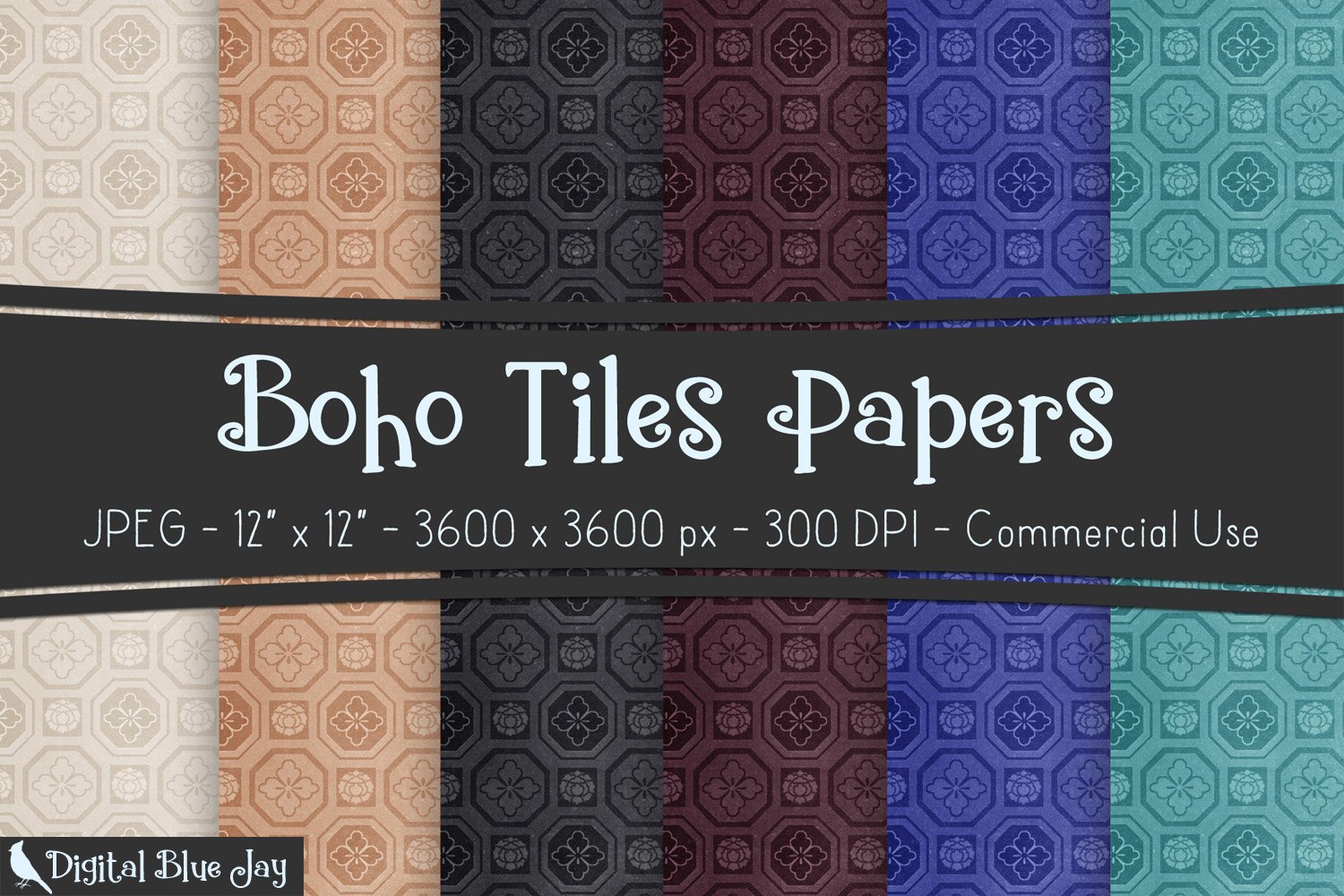 Digital Scrapbook Paper Backgrounds - Boho Tiles (1295018 ...