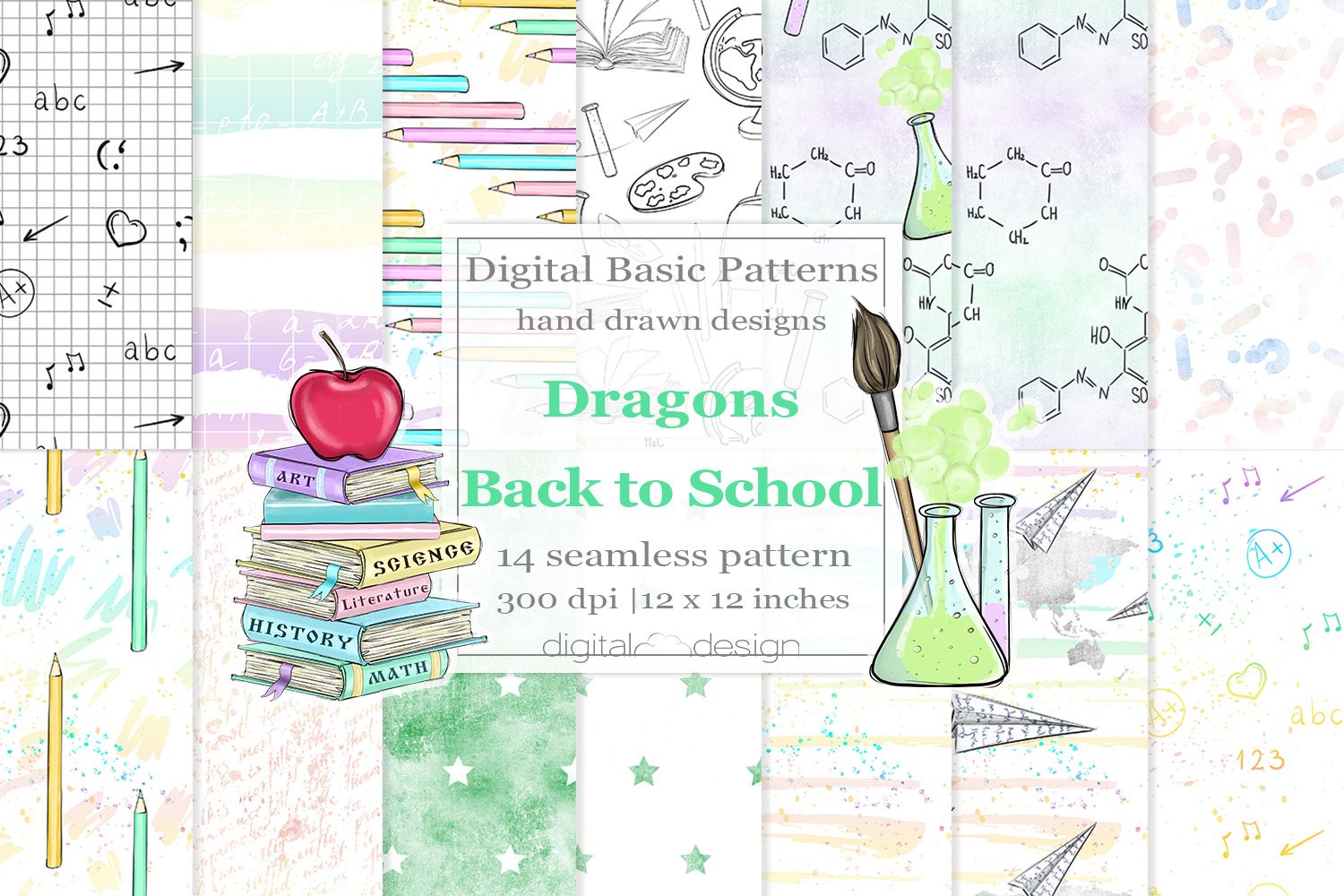 Dragons - Back to School - Basic Digital Pattern (387055) | Patterns ...