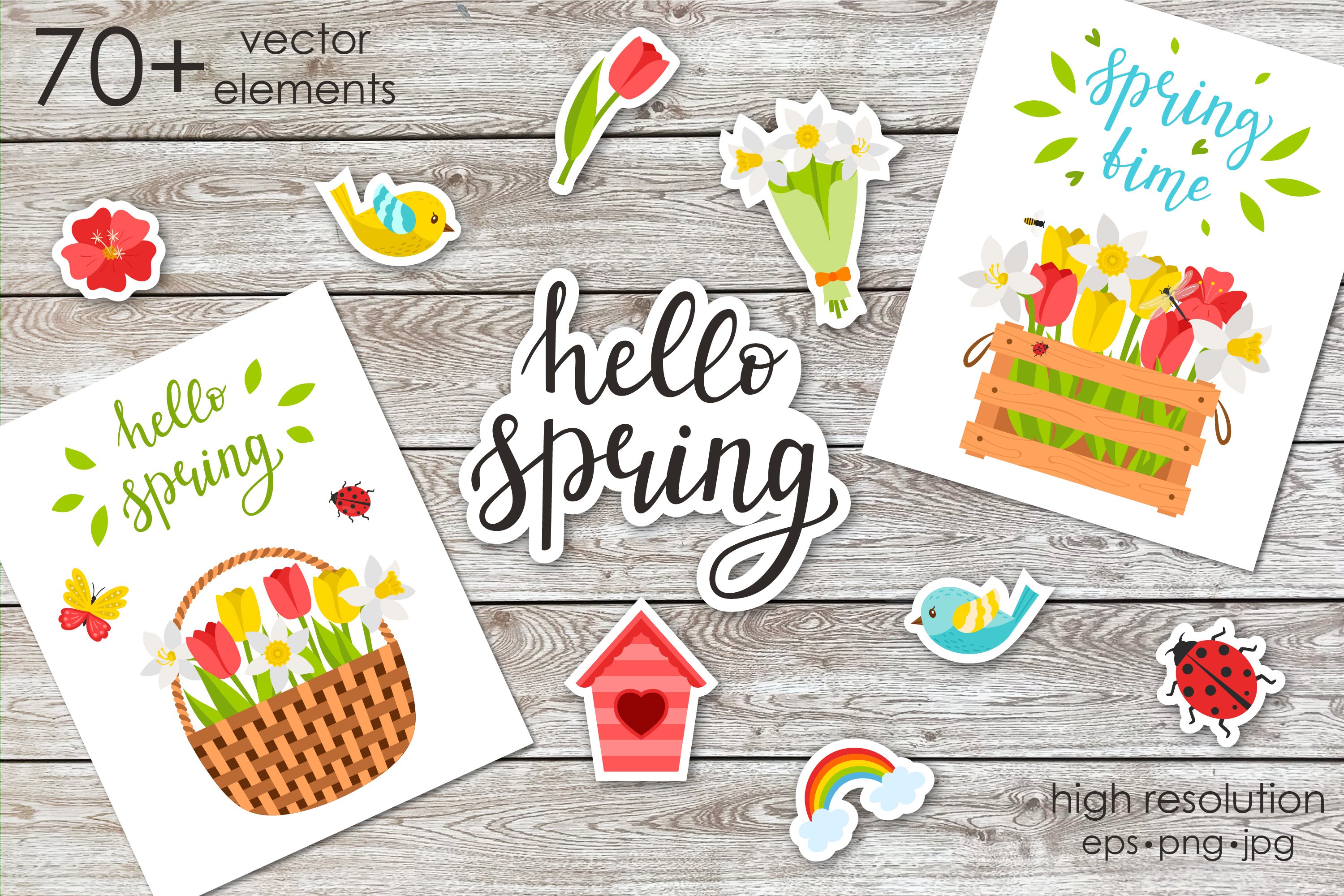 Spring. Collection of design elements (1255639) | Elements | Design Bundles