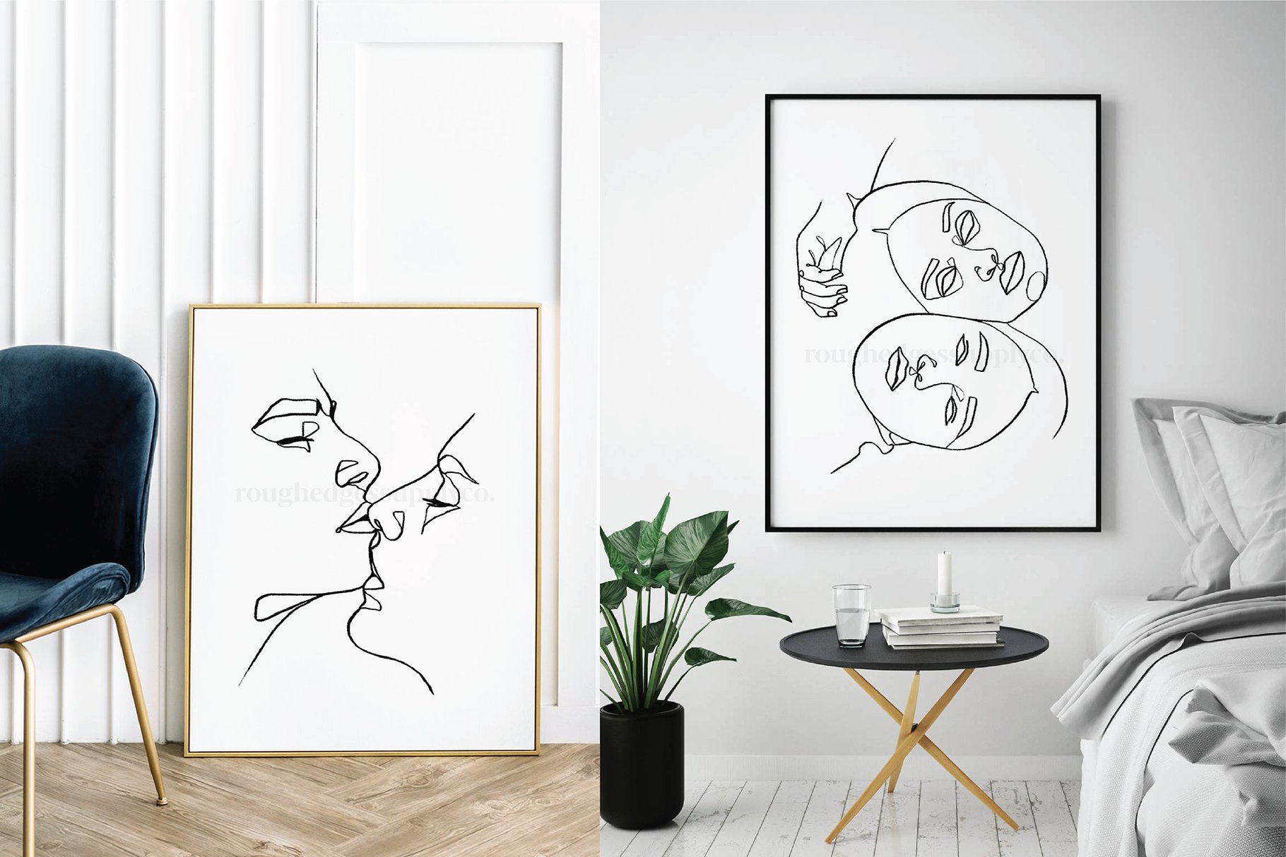 Abstract Couple Portrait Line Art (583605) | Illustrations | Design Bundles