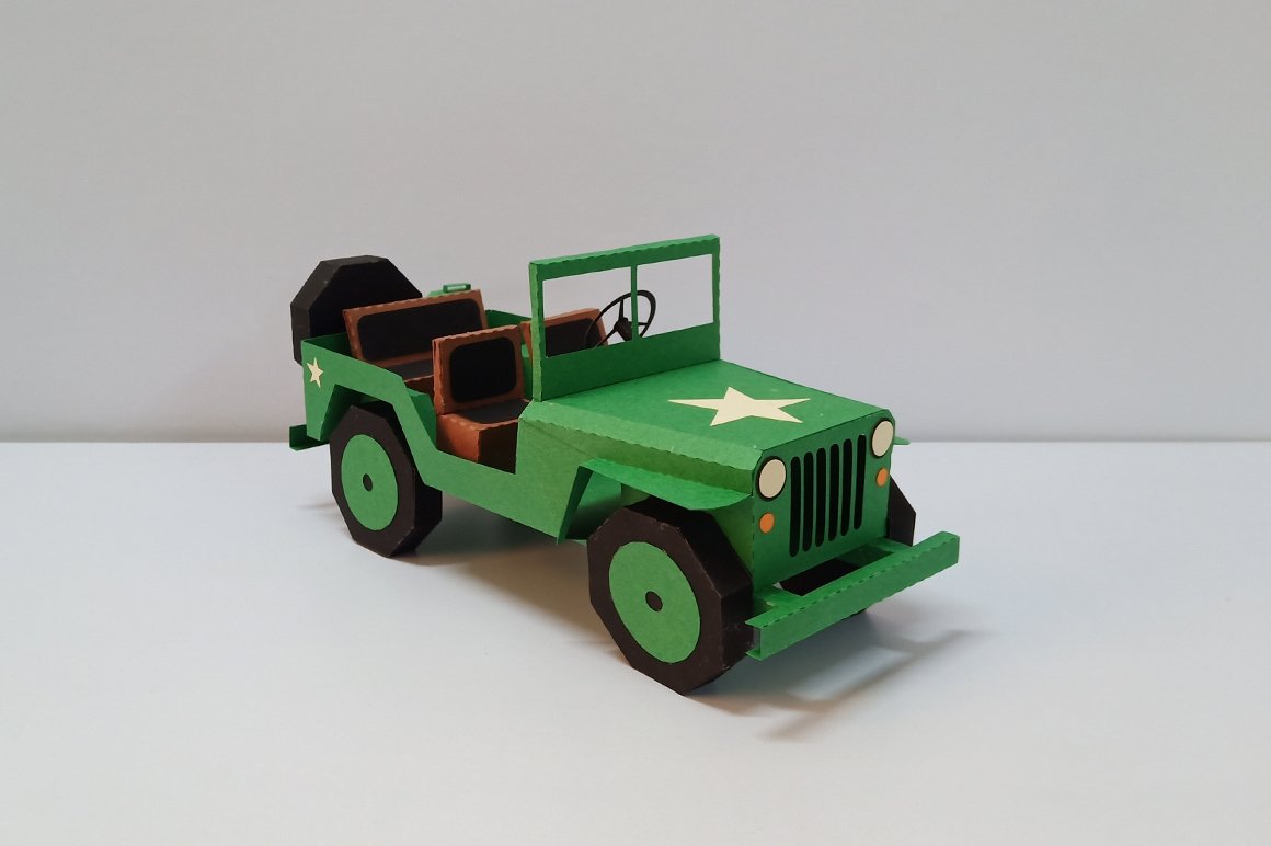 DIY Army Jeep - 3d papercraft (551462) | Paper Cutting | Design Bundles