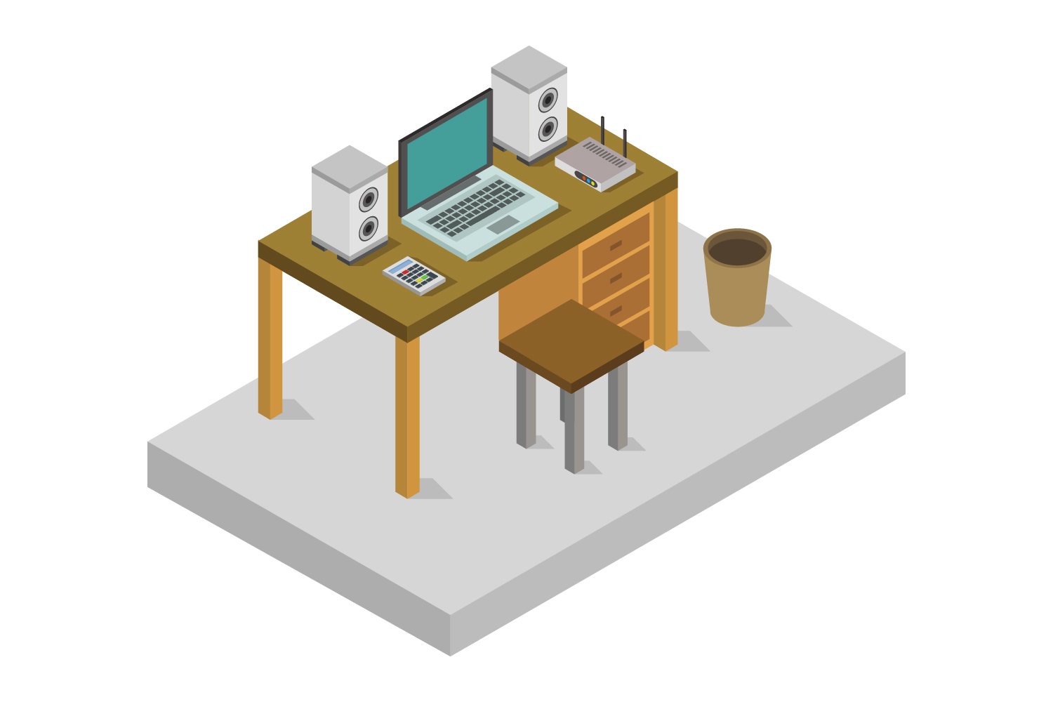 isometric desk (572975) | Vectors | Design Bundles