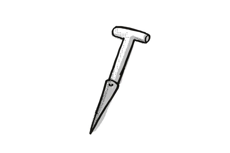 Dibber Garden Tool Cartoon Retro Drawing (363409) | Illustrations ...