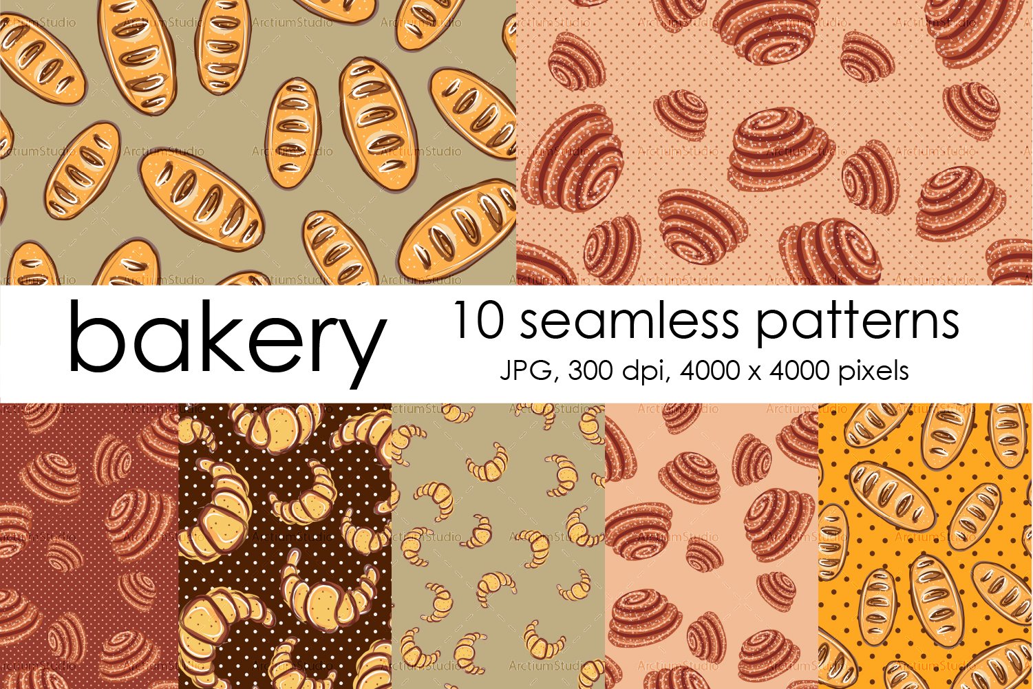Sweet Bakery Food Seamless Pattern set (1234097) | Patterns | Design ...