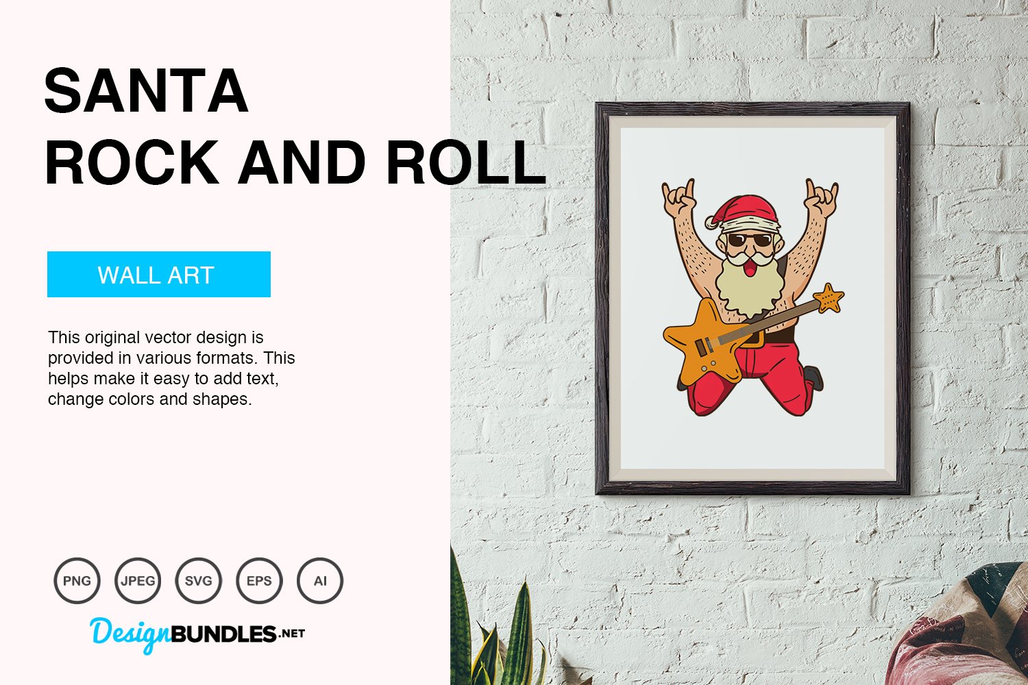 Santa Rock and Roll Jumping Vector Illustration