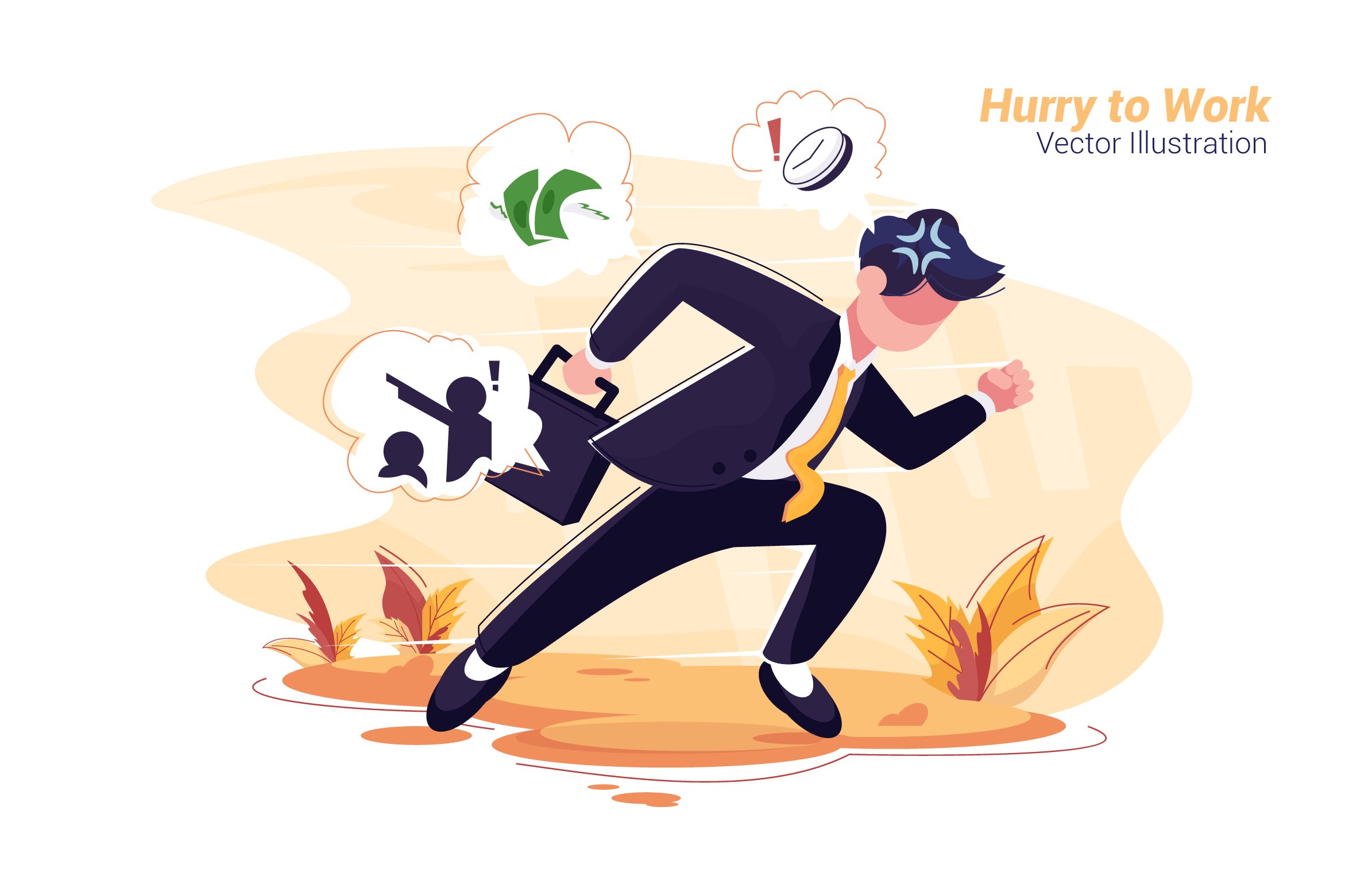 Hurry to Work - Vector Illustration (317765) | Illustrations | Design ...