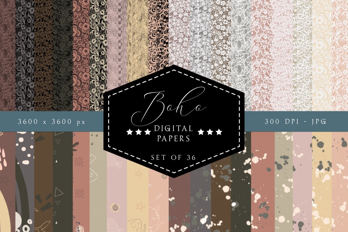 Boho Style Digital Papers for Scrapbooking and Crafting (1773246 ...
