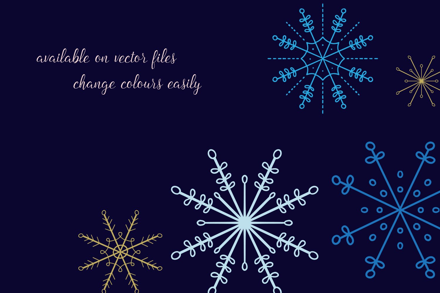 Doodle Snowflakes Vector Clipart