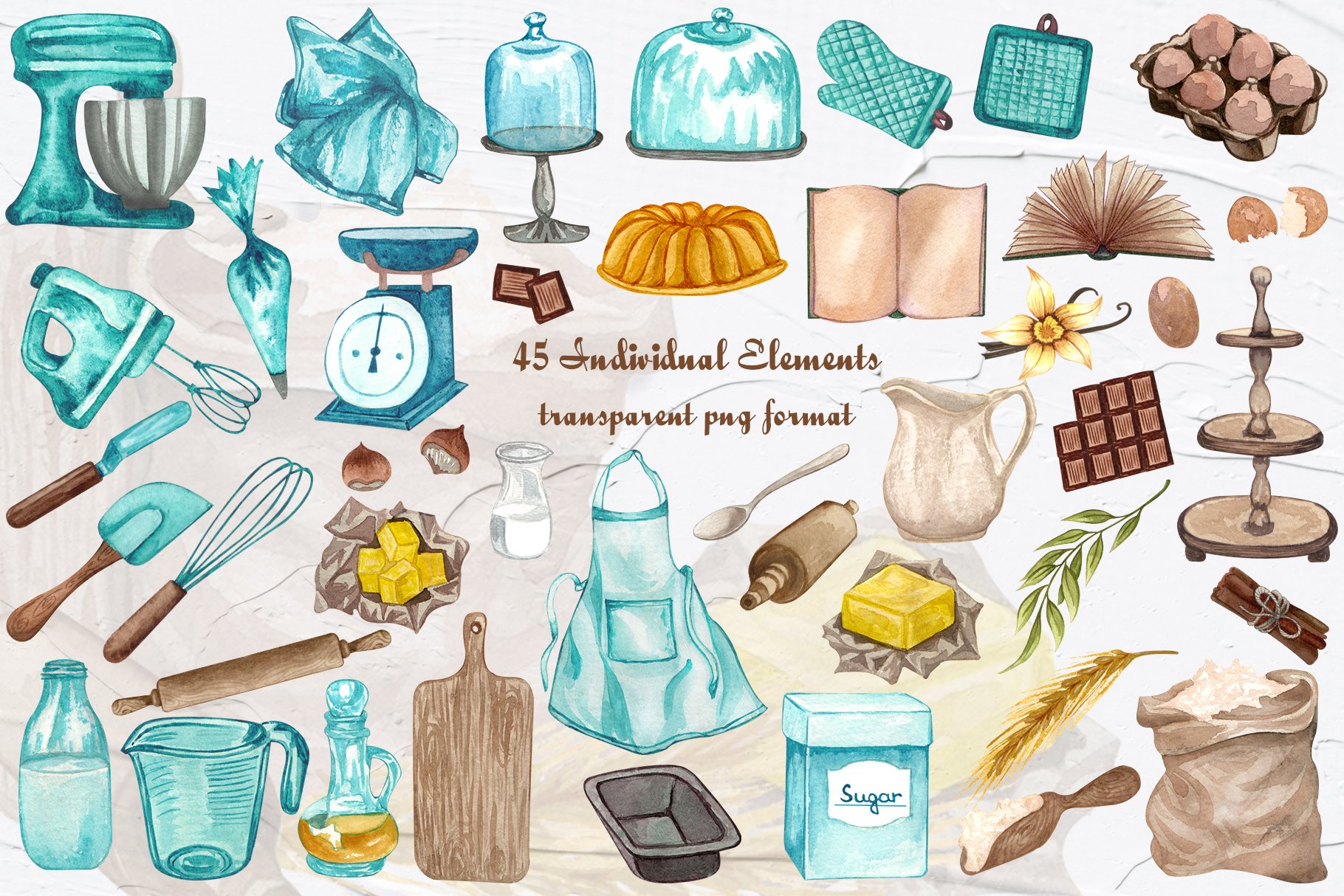 Baking Watercolor Clip Art 600dpi (763484) | Illustrations | Design Bundles