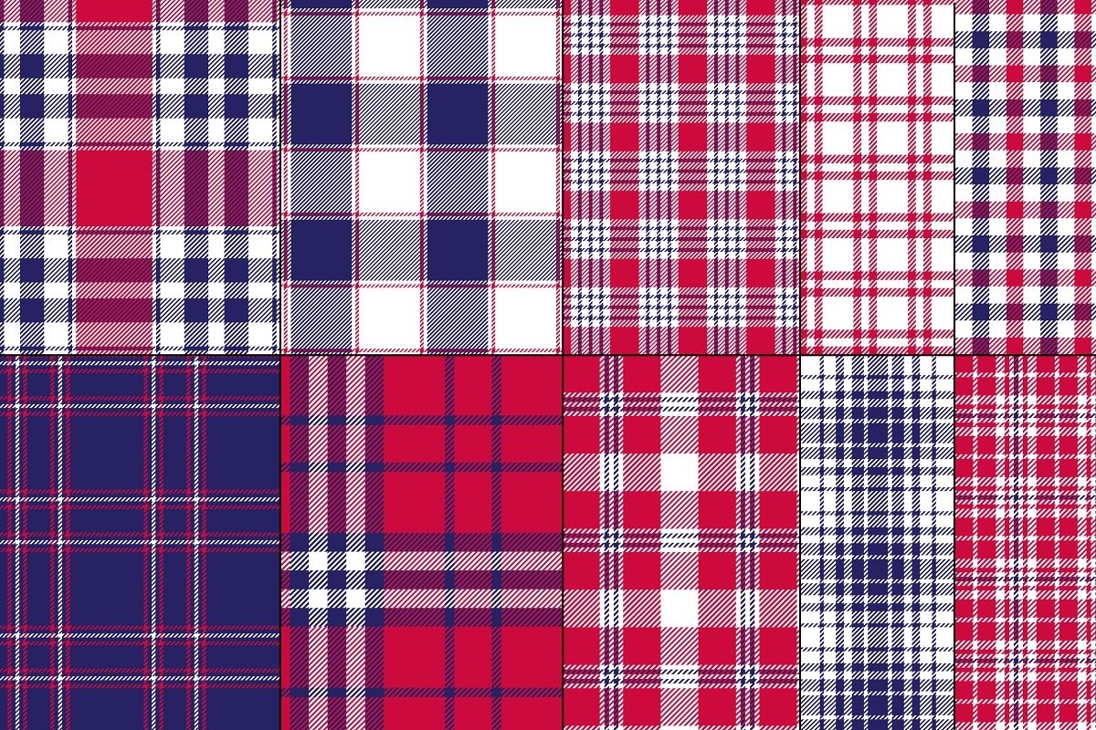 Red, White & Blue Seamless Plaids (163263) | Patterns | Design Bundles