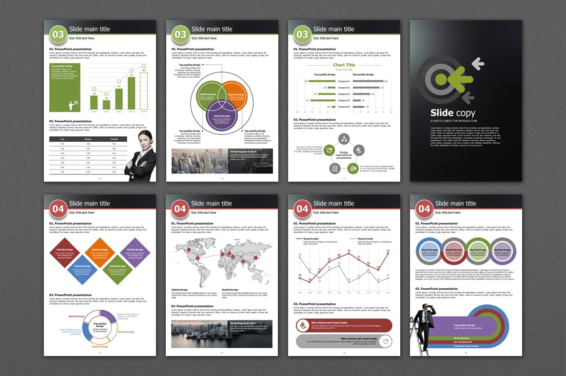 Five Color Powerpoint Template Vertical (7314) | Presentation Templates ...